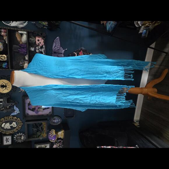 Accessories | Light Blue Fringe Poncho Cape Kimono W Fringe | Poshmark